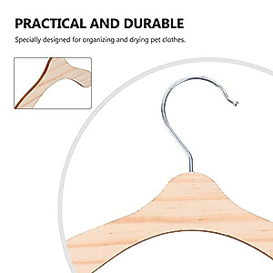 Balacoo 10pcs Wooden Pet Apparel Hangers Pet Clothes Hangers Pet Drying Rack Hangers Dog Clothing Hanging Rack Ultra Thin Space Saving Hook (14x14cm)