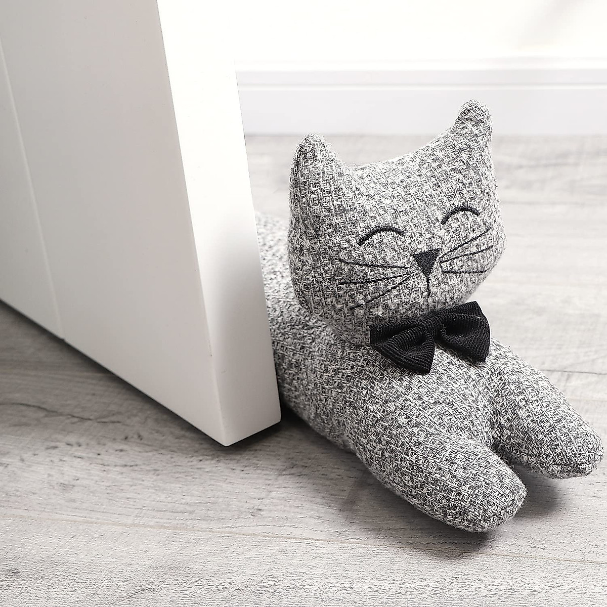 CERAYOU Cat Fabric Under Door Draft Stopper, 3LB Heavy Duty Decorative Soundproof Door Draft Blocker, 34 Inch Animal Energy Saving Draft Guard, Gentleman