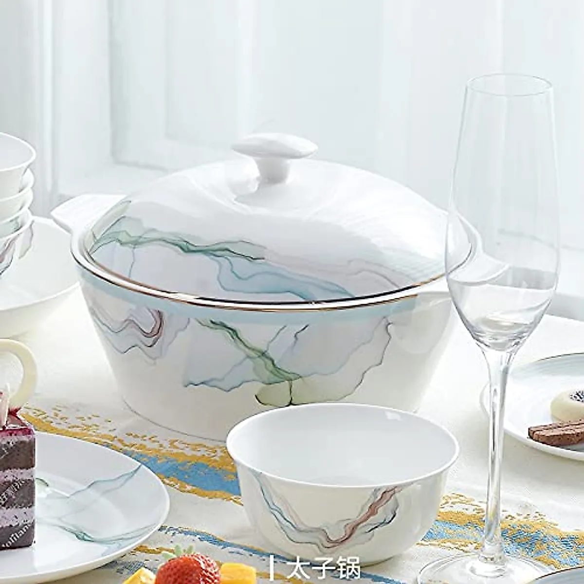 N/A Ceramic Dinnerware Set Kitchen Tableware Dinner Dish Ceramic Plates and Dishes Bowls 56pcs Combination Dishes Set