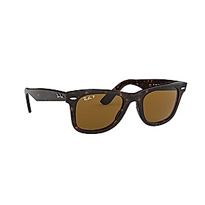 Ray-Ban unisex adult RB2140 Original Wayfarer Polarized Sunglasses, Tortoise/Brown Polarized, 50 mm US