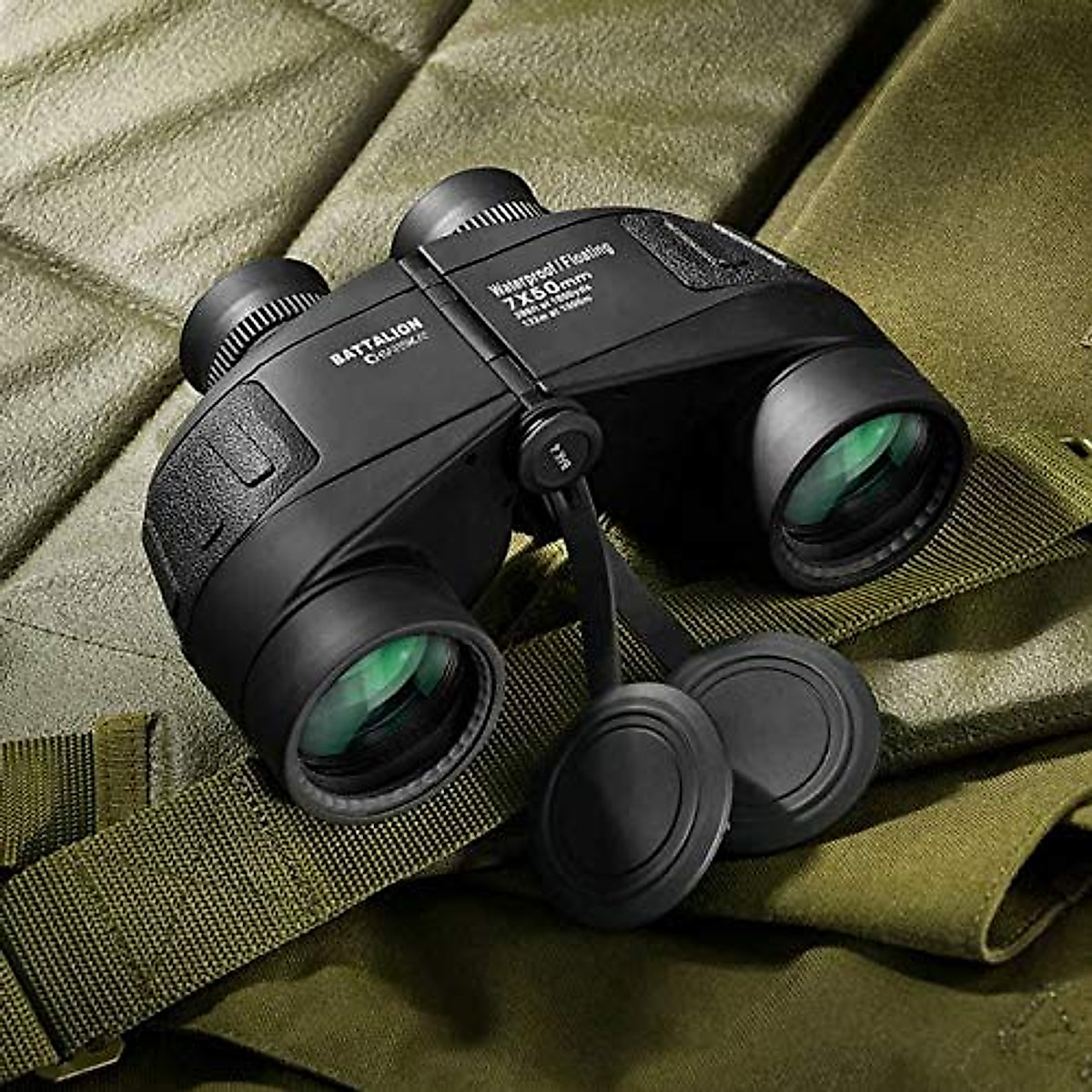 BARSKA 7x50 WP Battalion Floating Binoculars with Internal Rangefinder , Black