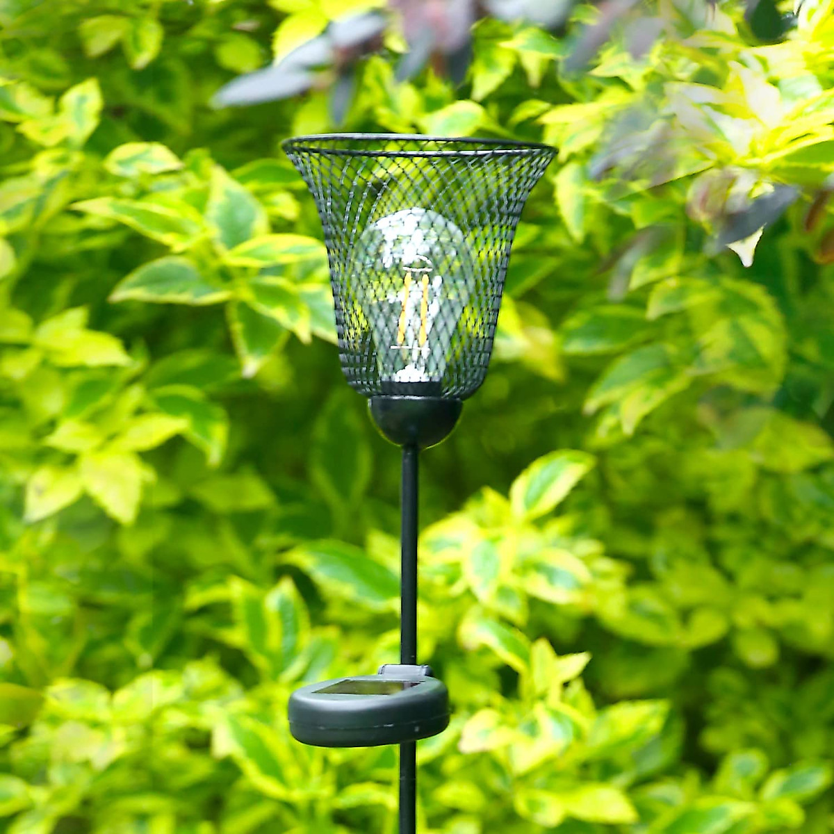 Solar Bulb Garden Light Stake - Metal Solar Bulb Stake with Warm White Edison Bulb Garden Art Lamp for Outdoor, Pathway, Yard, Lawn,Housewarming Gift