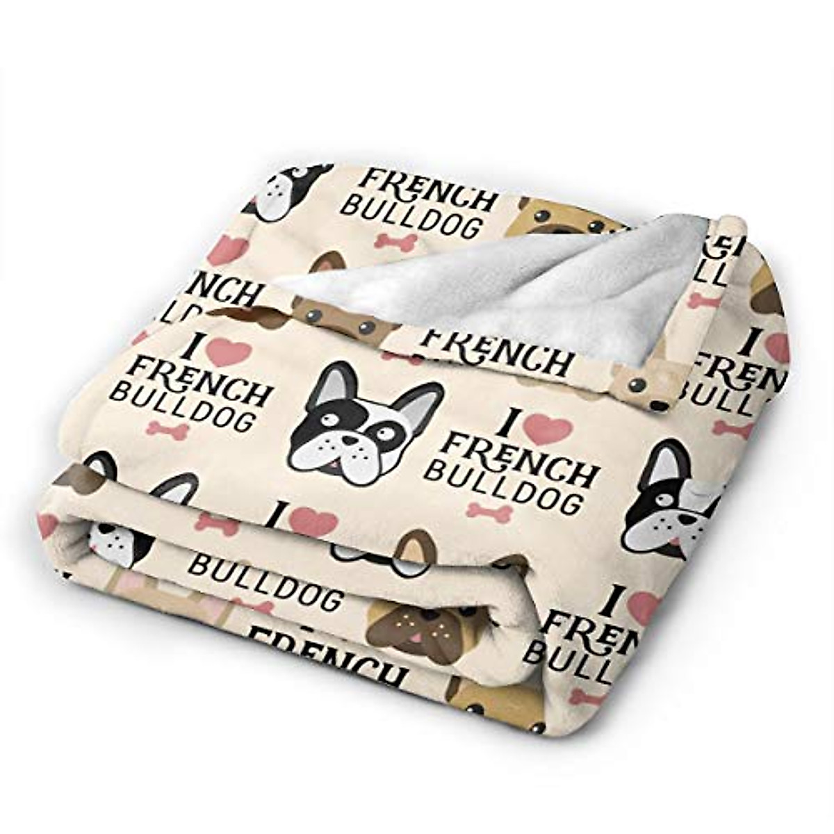 JASMODER Christmas Throw Blanket I Love French Bulldog Soft Microfiber Lightweight Cozy Warm Blankets & Throws for Couch Bedroom Living Room