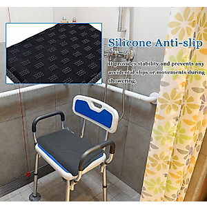 REEZEIVI Shower Seat Cushion with Non-Slip Silicone Bottom,Soft 4D Mesh Fabric,Bathtub Chair Pad for Elderly,Quick Drying and Washable Shower Seat Mat, Design for Elderly, Senior, Handicap,Disabled
