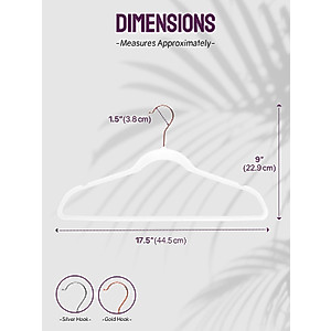 Jersow Hangers Velvet - 50 Pack, Non-Slip Velvet Hangers with 360 Degree Swivel Hook, Space Saving Felt Hangers Heavy Duty Enough for Suit Hangers, Coat Hangers, Dress Hangers, Skirt Hangers (White)