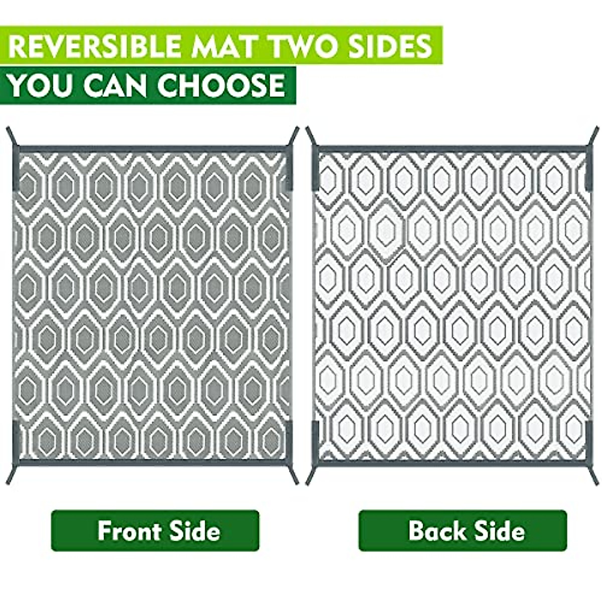 fifame Outdoor Camping Rug Patios Clearance Plastic Straw Weatherproof Reversible Mats, Large Floor Mat for RV, Backyard, Deck, Picnic, Beach, Trailer, Camping