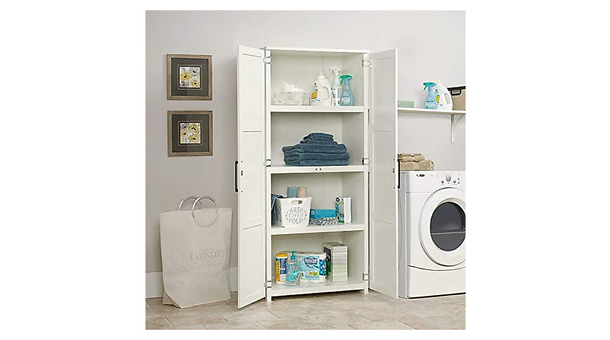 Sauder HomePlus Storage Cabinet - White Finish for Versatile Home Storage