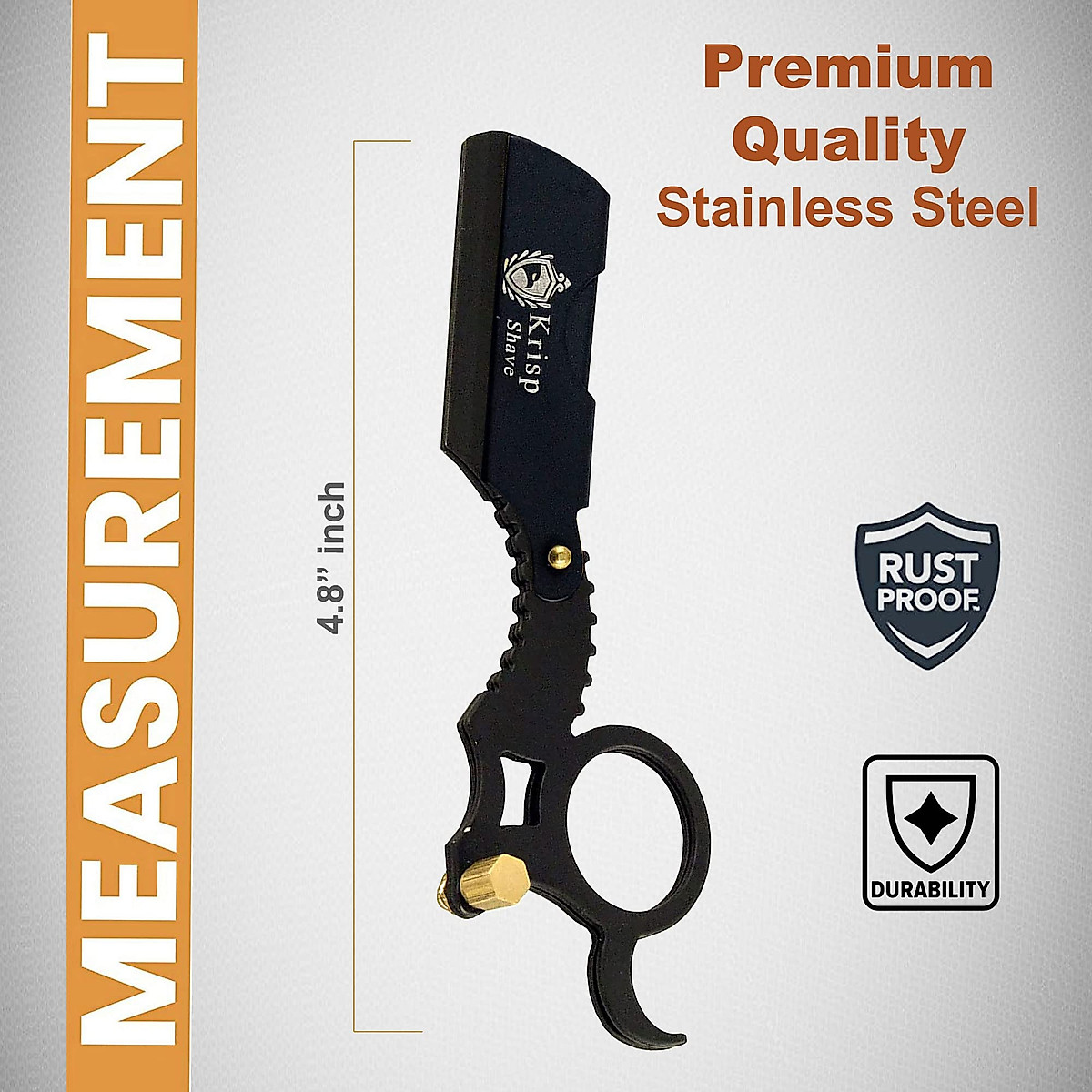 Professional Straight Razors For Men, Barber Razors Straight Edge Razor Kit For Close Shaving - Beard Cut Throat Finger Razor Safety Shavette With 10 Shaving Blades By Krisp Beauty (Black)