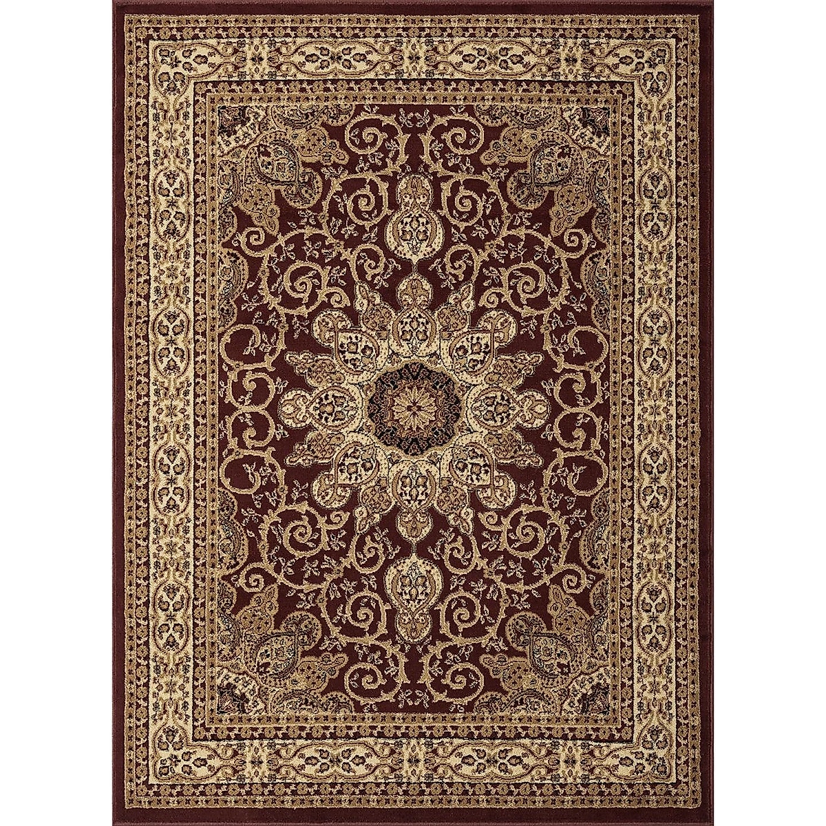 LUXE WEAVERS Oriental Floral Medallion Burgundy 5x7 Area Rug