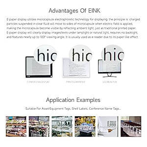 Waveshare 2.9inch E-Ink Raw Display Compatible with Raspberry Pi 4B/3B+/3B/2B/B+/A+/Zero/Zero W/WH/Zero 2W Series Boards 296x128 Resolution with SPI Interface Without PCB Supports Partial Refresh