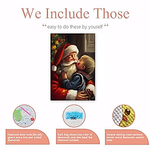 WEASYYDS Diamond Painting Kits Children Santa Claus Kissing DIY Full Round Drill Diamond Art Kits for Adults Diamond Dot Art Paint with Gem for Beginners Craft (20x24inch)