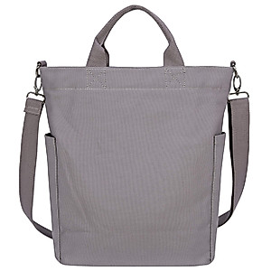 Iswee Canvas Tote Bag for Women Casual Shoulder Work Bag Crossbody Top Handle Bag Shopping Handbags for Women (Gray)
