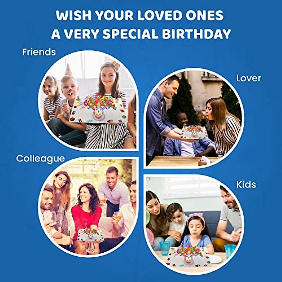 SONGCHEER Birthday Card, Light & MusicPop Up Birthday Cards 3D Blowable Candle Birthday Cards Blow Out LED Light Candle, Play Happy Birthday Song Musical Gift Cardfor Women Men Wife HusbandMom Dad