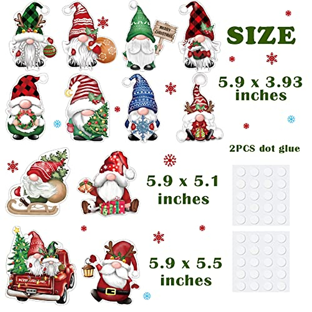 48 PCS Christmas Gnome Cutouts with 60 Glue Point Dots, Christmas Bulletin Board Decorations, Winter Classroom School Christmas Holiday Party Decorations for Wall Window Blackboard