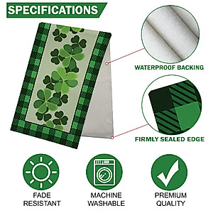St.Patrick's Day Shamrock Table Runner for St.Patricks Buffalo Plaid Table Decoration (13 x 72 inch)