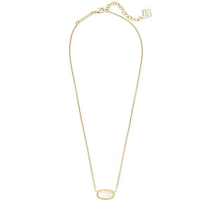 Kendra Scott Elisa Pendant Necklace for Women, Fashion Jewelry, 14k Gold-Plated, White Opal