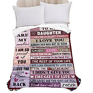 YIBZEE to My Daughter Blanket - Super Soft Flannel Plush Gift Blanket from Mom,Easter Christmas Birthday Anniversary Throw Blanket for Sofa Bed Travel (to My Daughter, 60 x 50in)
