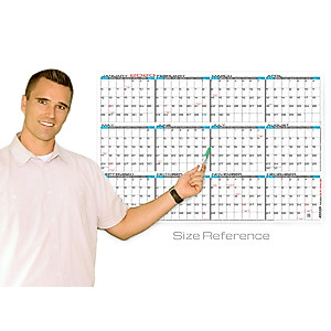 JJH Planners - Laminated - 24" X 36" Large 2024 Erasable Wall Calendar - Horizontal 12 Month Yearly Annual Planner (24h-24x36)