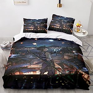 OYUXMAS Genshin Impact Duvet Cover Twin Size - Genshin Impact Printed Soft Microfiber Bedding Set, 3 Pieces, 1 Duvet Cover with Zipper Closure and 2 Pillow Shams,Comforter Not Included