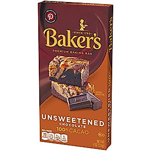 Baker's Premium Unsweetened Chocolate Baking Bar, 4 Ounce (Pack of 12)