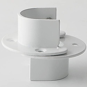 Mooche 4Pcs Wardrobe Closet Rod Bracket U-Shaped Curtain Rod Sockets Closet Pole End Supports Flange Rod Holder 1 Inch, Stainless Steel White Finished, MFL8001UW-4P