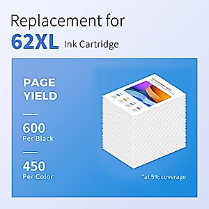 MYCARTRIDGE SUPRINT 62XL Ink Remanufactured Ink Cartridge Replacement for HP 62XL Black and Color OfficeJet 5740 5741 5742 5743 Series Envy 5541 5542 5660 5661 7640 5665 5640 5642 5643 Printer Ink 62