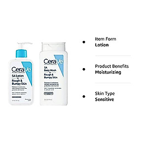 CeraVe SA Skin Care for Rough and Bumpy Skin Bundle - SA Body Wash (10 fl oz) and SA Moisturizing Lotion (8 fl oz) - Skin Smoothing Formula with Salicylic Acid