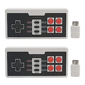 Wireless Controller NES Classic Edition - with Build in Rechargeable Batter, Wireless Range up to 10 Meters, Wireless Gamepad for Nintendo Mini Edition (2 Packs)