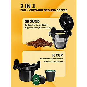 Hrelec 2 in 1 K Cup Coffee Maker, Iced Single Serve Coffee Maker for Capsule and Ground Coffee, Pod Coffee Maker One Cup Small Coffee Machine with Self-Cleaning Function, 8-14 oz Brew Size