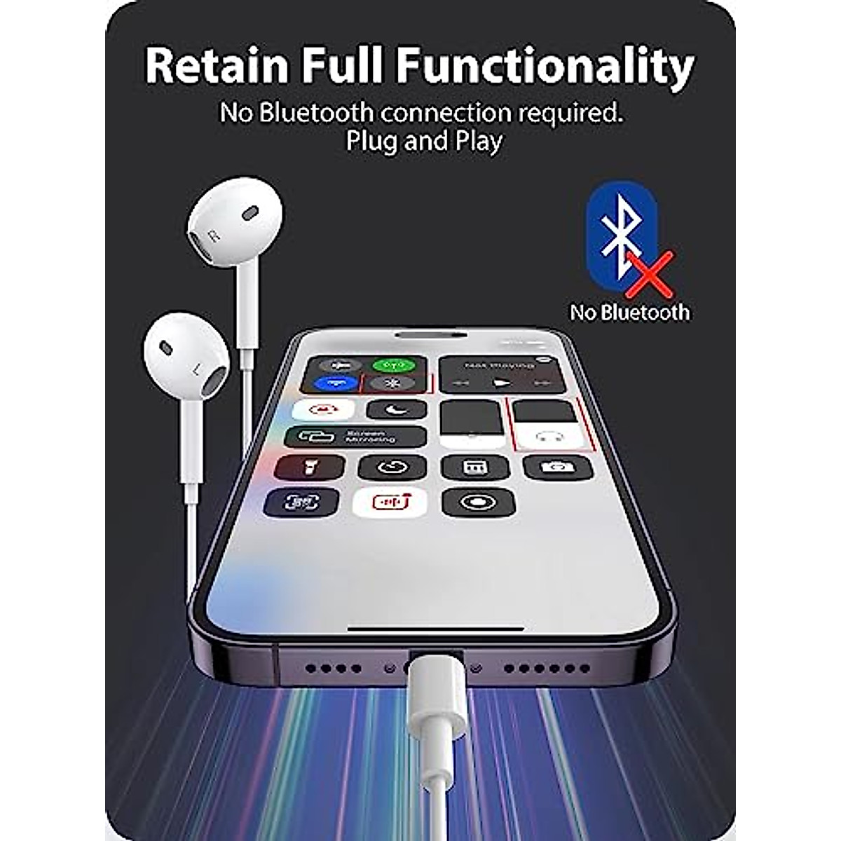 2 Packs - iPhone Earbuds with Lightning Connector [No Bluetooth Required] Headphones Wired for iPhone,[MFi Certified] Built-in Mic & Volume Control, Earphones Compatible with iPhone 14/13/12/SE/11/X
