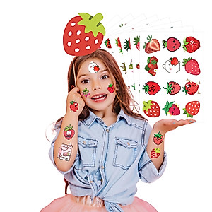 Strawberry Temporary Tattoos Berry First Birthday Party Supplies Decorations 96PCS Cute Tattoos Stickers Party Favors Kids Gifts Girls Boys Classroom School Prizes Themed