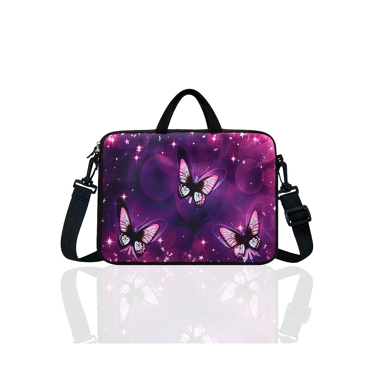 10-Inch Neoprene Laptop Tablet Shoulder Messenger Bag Case Sleeve for 9.7 10 10.1 10.5" Inch Netbook/Ipad Pro/Air (Colourful Butterfly)