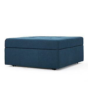 Christopher Knight Home Chatsworth Fabric Storage Ottoman, Navy Blue 30.5' L x 30.5' W x 15.25' H