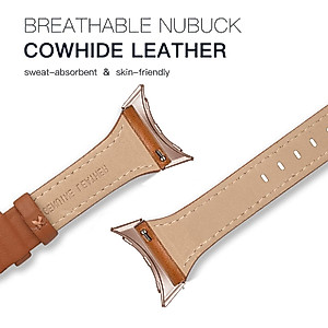 Leather Bands Compatible for Google Pixel Watch Band Leather for Women, Pixel Watch Wristband Adjustable Clasp Stylish Strap for Google Pixel Watch 2022 (Brown/Rose Gold)