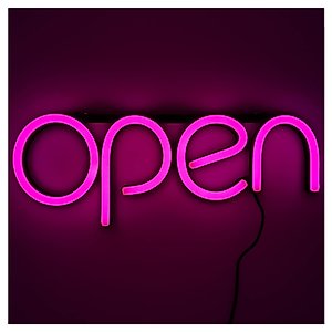 Open Signs for Business,LED Neon Open Sign,16x6 inch Lighted Sign for Restaurants Offices Retail Shops Window Storefronts,12V/1A Power Supply,with ON/OFF Switch (Horizontal Rose Red)