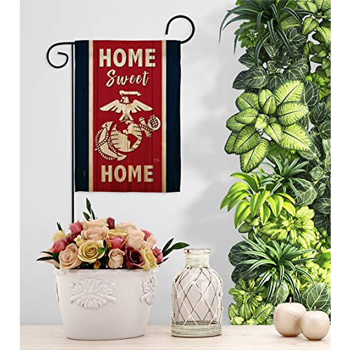 Home Sweet Marine Corps Garden Flag - Set Mailbox Hanger Armed Forces USMC Semper Fi United State American Military Veteran Retire Official - House Banner Small Yard Gift Double-Sided 13 X 18.5