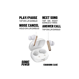 SonicPower Noise Cancelling Earbuds, Premium Quality Sound & Materials, Stylish Metallic Finish, Portable Charging Case, Long Battery Life, 2 Color Options