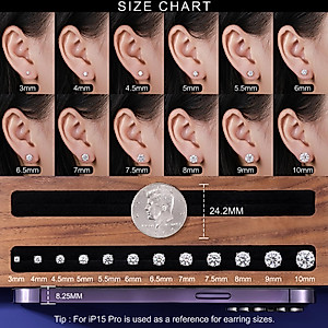 Moissanite Stud Earrings Screw Back 0.2CT 3MM*2 18K White Gold Plated S925 Sterling Silver Round Cut D Color VVS1 Clarity Lab Created Moissanite Diamond Earrings for Women Men