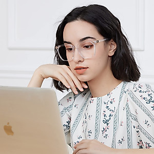 GUDVUE Oversized Blue Light Glasses, Computer Reading/Gaming/Phones Glasses, Anti Glare/UV400/Eye Strain, Large Square Frame, Clear