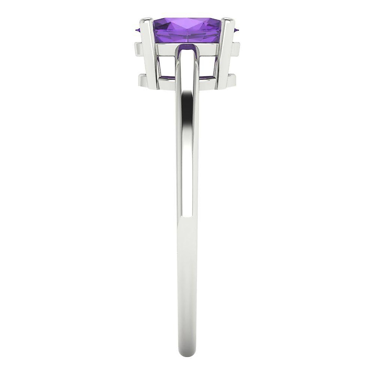 Clara Pucci 1.0 ct Oval Cut Solitaire Natural Amethyst gemstone Wedding Bridal Designer Anniversary Engagement Ring Real 14k White Gold
