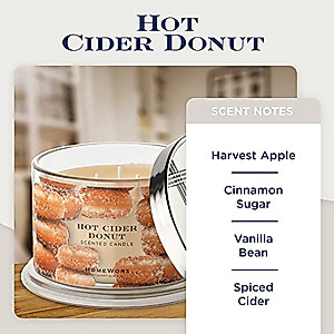 Premium Scented 4-Wick Candle, Hot Cider Donut, HomeWorx by Slatkin & Co - 18 oz - Long-Lasting Jar Candle, 30-55 Hours Burn Time - Harvest Apple, Cinnamon Sugar, Vanilla Bean & Spiced Cider