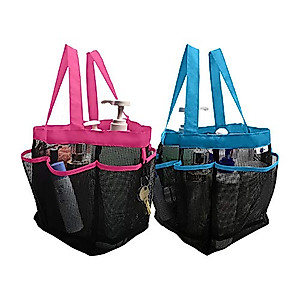 SPINFOX 2 Pack Mesh Shower Caddy, Quick Dry Shower Tote Bag Hanging Toiletry with 2 Handles for Shampoo, Conditioner, Soap and Other Bathroom Accessories