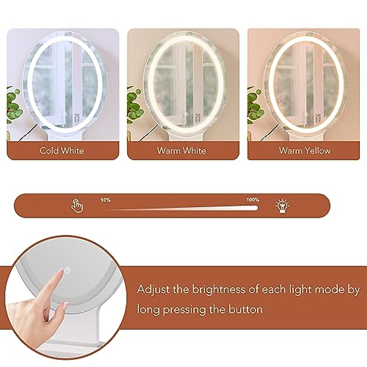 Kindmin Makeup Vanity Table Set with 3 Modes Adjustable Lighted Mirror Cushioned Stool, Dressing Table for Small Space