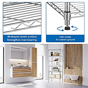 Dlewmsyic Wire Shelving Unit, 6-Tier Metal Shelf Height Adjustable 13" D x 23" W x 59" H 900 Lbs Capacity Separable Rack for Kitchen Pantry Office Storage Shelves, Chrome