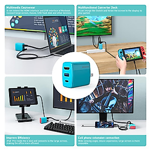 Switch Dock Charger HDMI Adapter for Nintendo Switch/OLED, Switch Docking Station Replacement for Original Dock Set, Portable 30W High-Speed with USB 3.0 Port, USB-C to USB-C Cable(Blue)