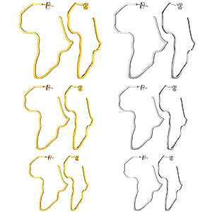 Junkin 6 Pairs African Map Earrings for Black Women 3 Sizes Hollow Dangle Earrings Jewelry Gift Juneteenth Black History