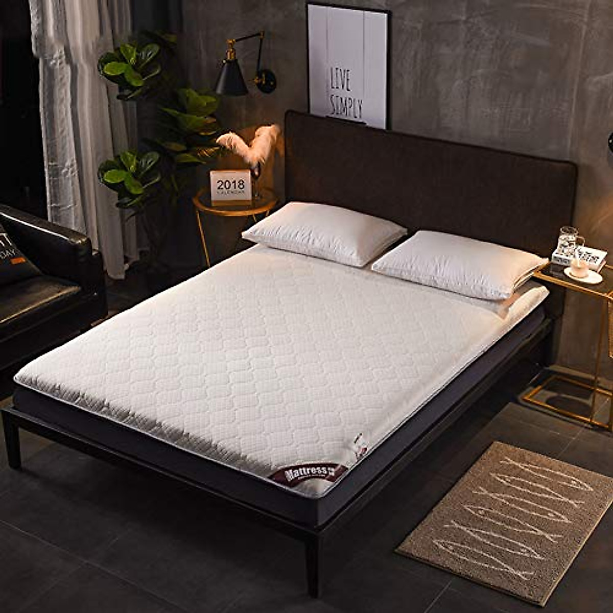 WJH Thicken Memory Foam Mattress, Japanese Tatami Futon Mattress, Double Breathable Sleeping Pad-Blue 150200cm(59x79inch)