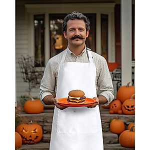 Syntus Chef Apron for Men Women Kitchen Cooking Apron with Pockets, Adjustable Bib Aprons Stain Resistant, 1 Pack White