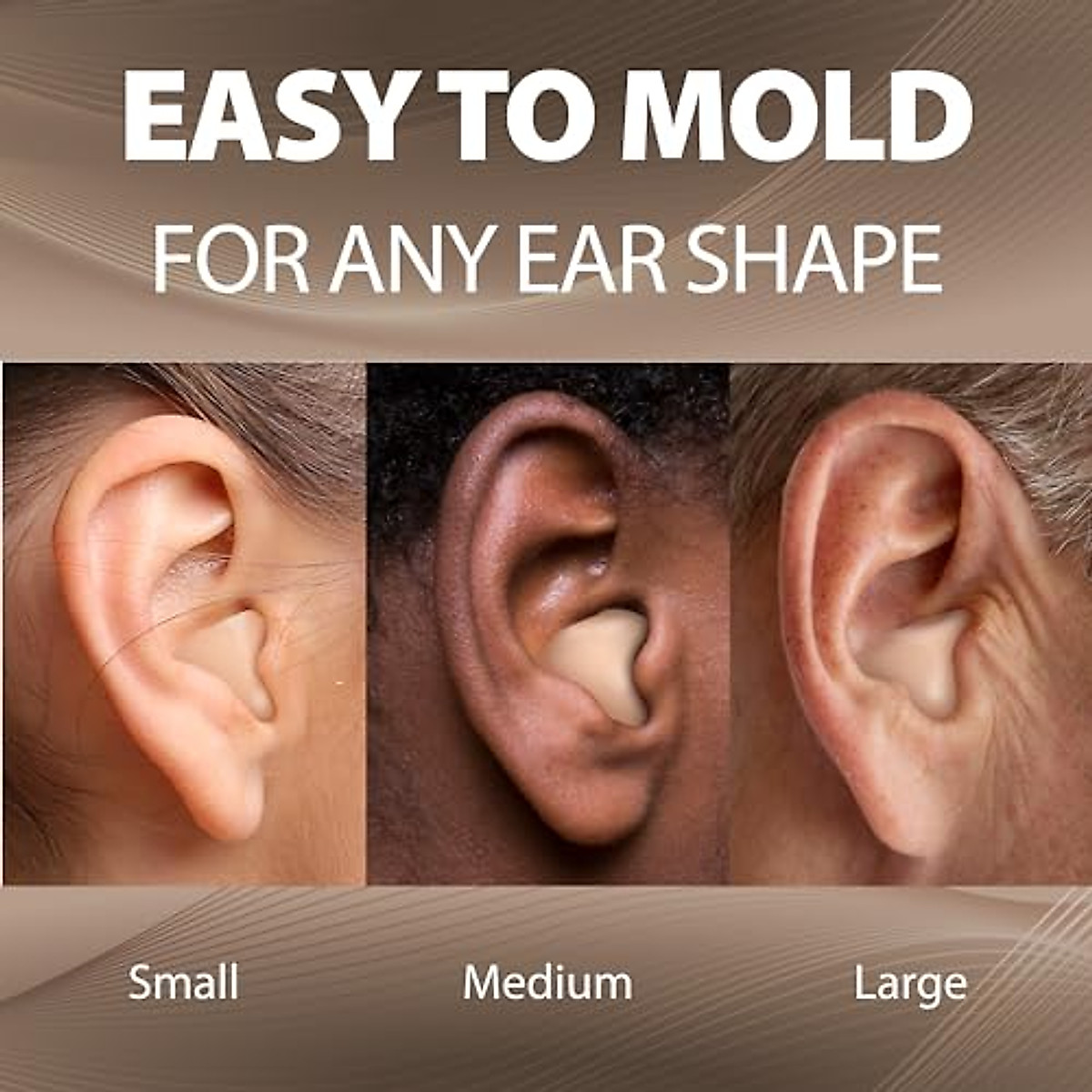 PQ Sleeping Ear Plugs Silicone - 28 Wax Moldable Ear Plugs for Sleeping Noise Cancelling for Sleeping and Swim Ear Plugs, Sound Blocking Ear Plugs level 32 Db, (28 Silicone Earplugs), Color: Skin Tone