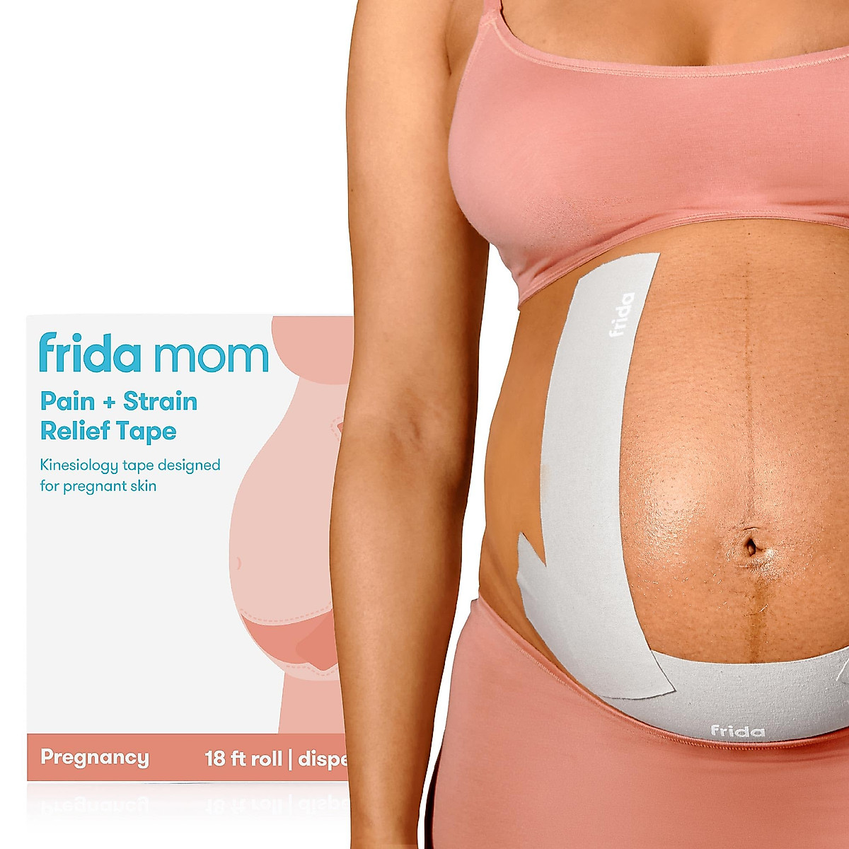 Frida Mom Kinesiology Tape for Pregnancy Belly Support, Pain Relief Pregnancy Tape, Pregnancy Must Haves, 18ft Roll